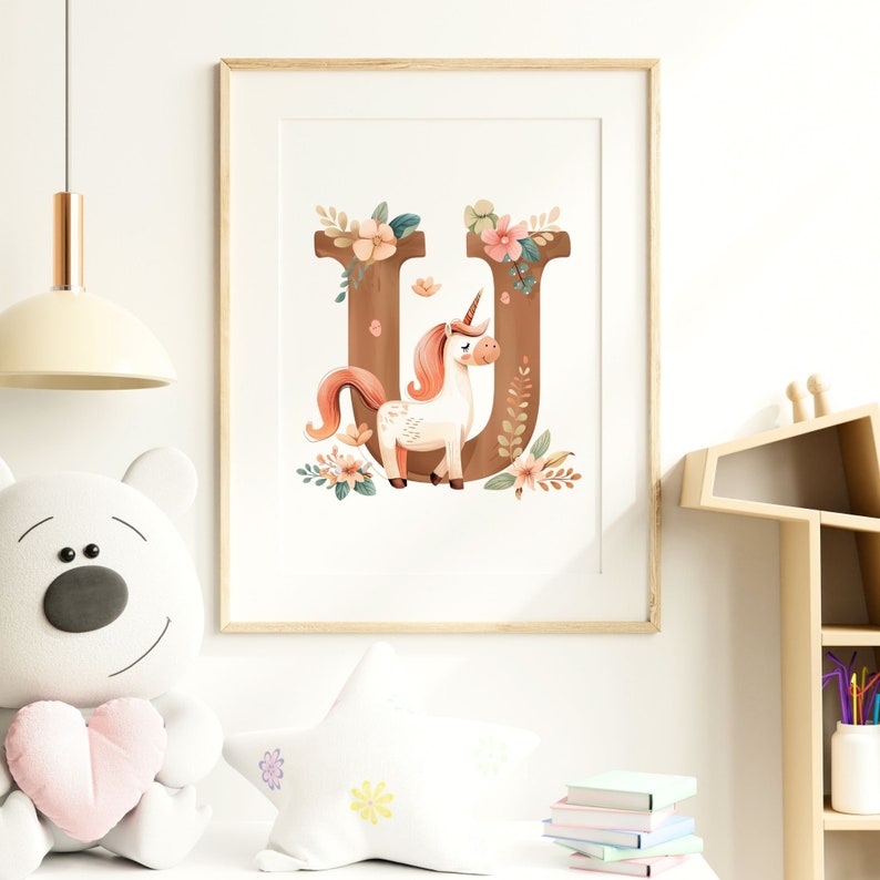 Boho Woodland Alphabet Clipart, Watercolor Animal Letters, Nursery ...