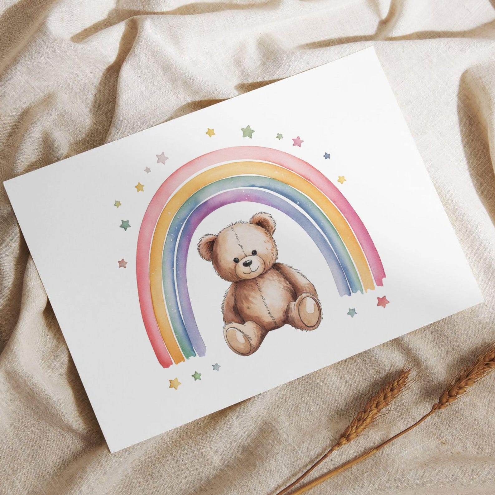 Watercolor Rainbow Bear PNG Bundle, Cute Clipart Teddy Bear With ...