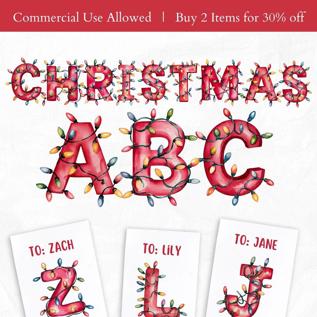 Doodle Alphabet Christmas Lights PNG, Red Christmas Alphabets Clipart ...