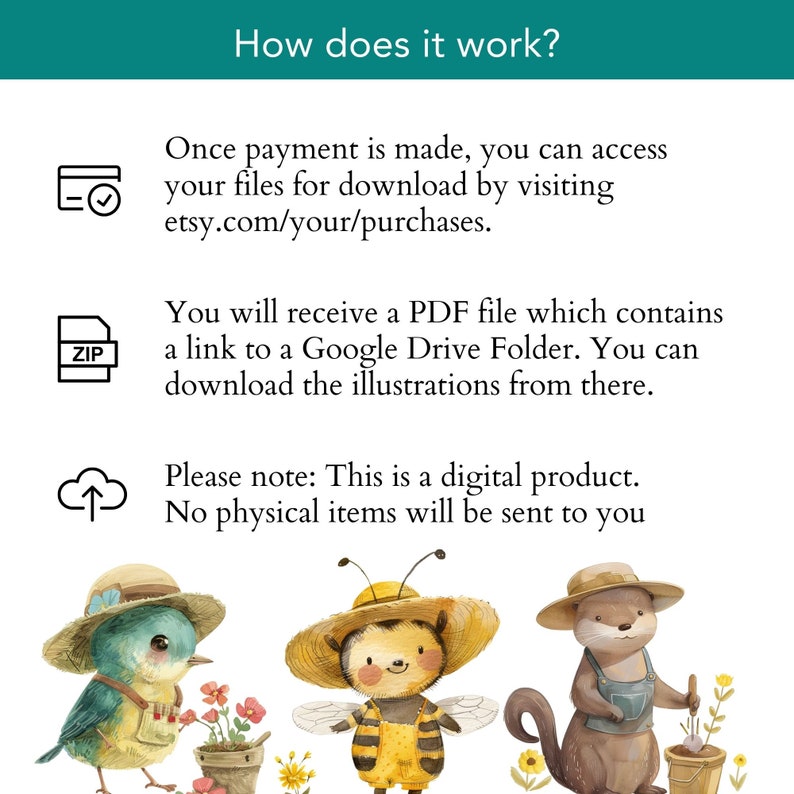 Garden Animals PNG Bundle, Cute Garden Animal Clipart, Watercolor ...