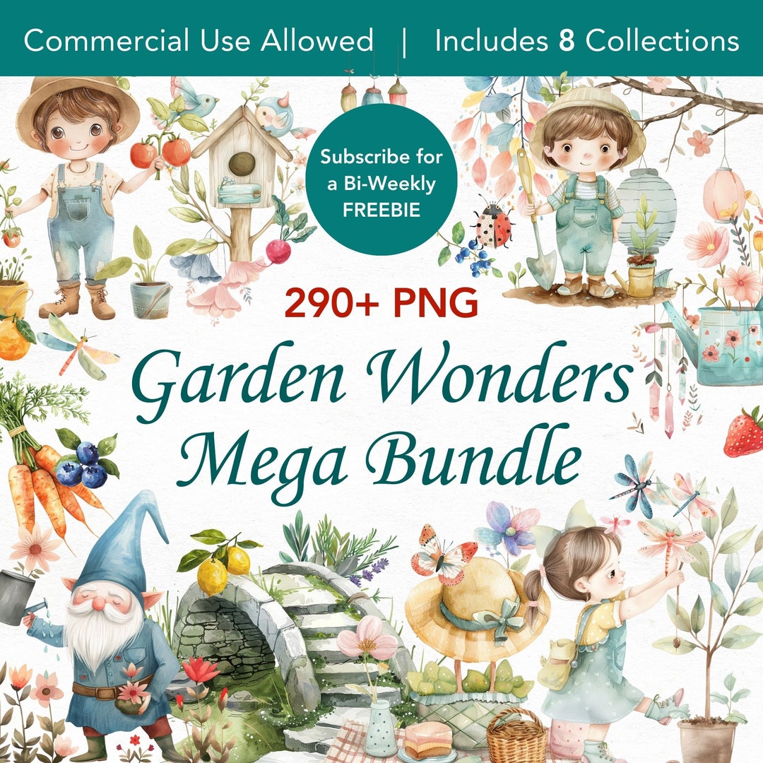 Garden PNG Mega Bundle, Garden Gnomes, Magical Fairies Gardening ...