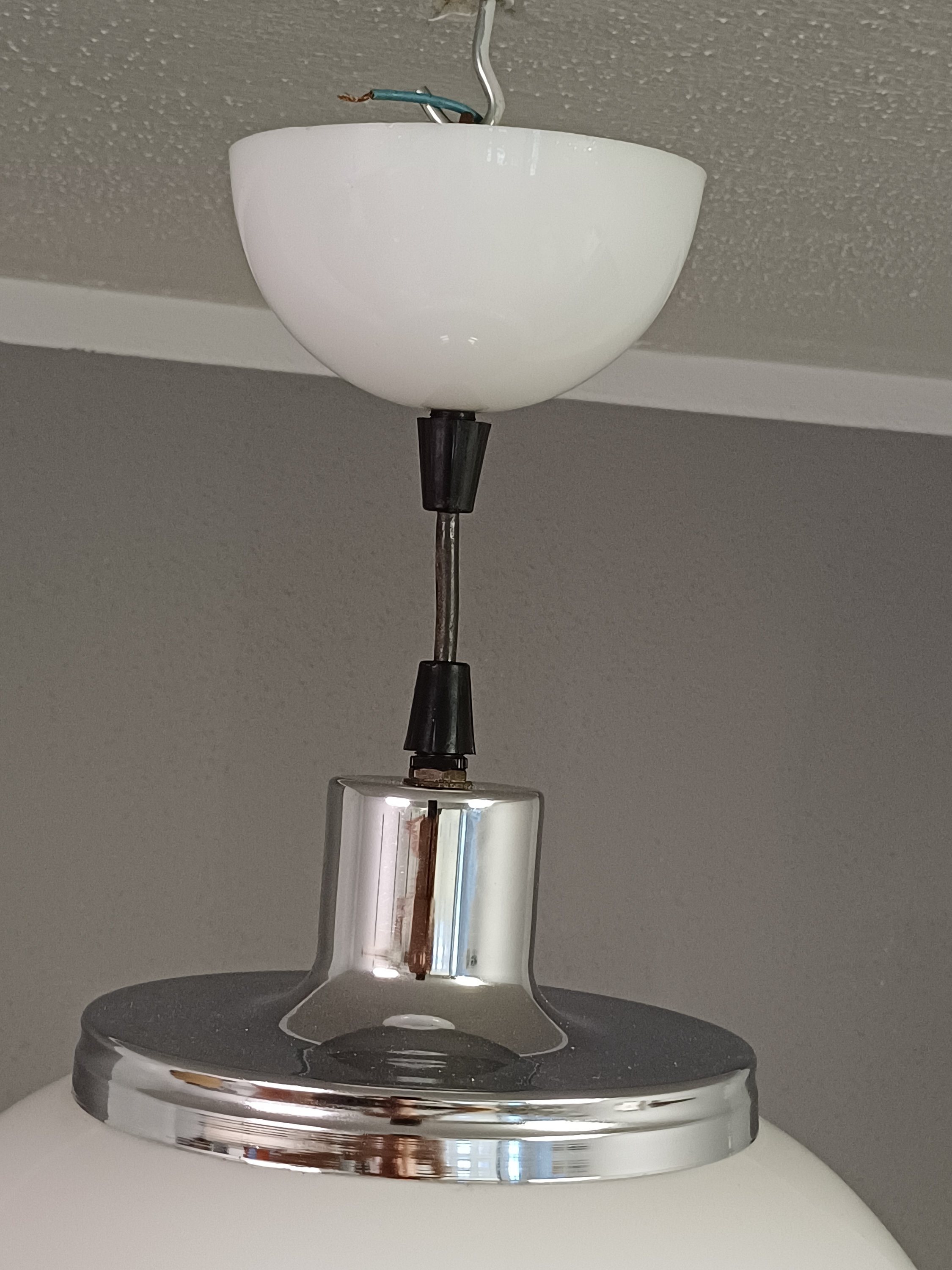 Vintage White Pendant Lamp / Meblo Guzzini Faro / Space Age / Ceiling ...