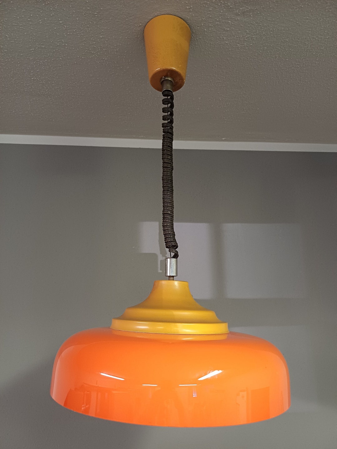Vintage Orange Pendant Light / Kitchen Light / Retro Hanging Light ...