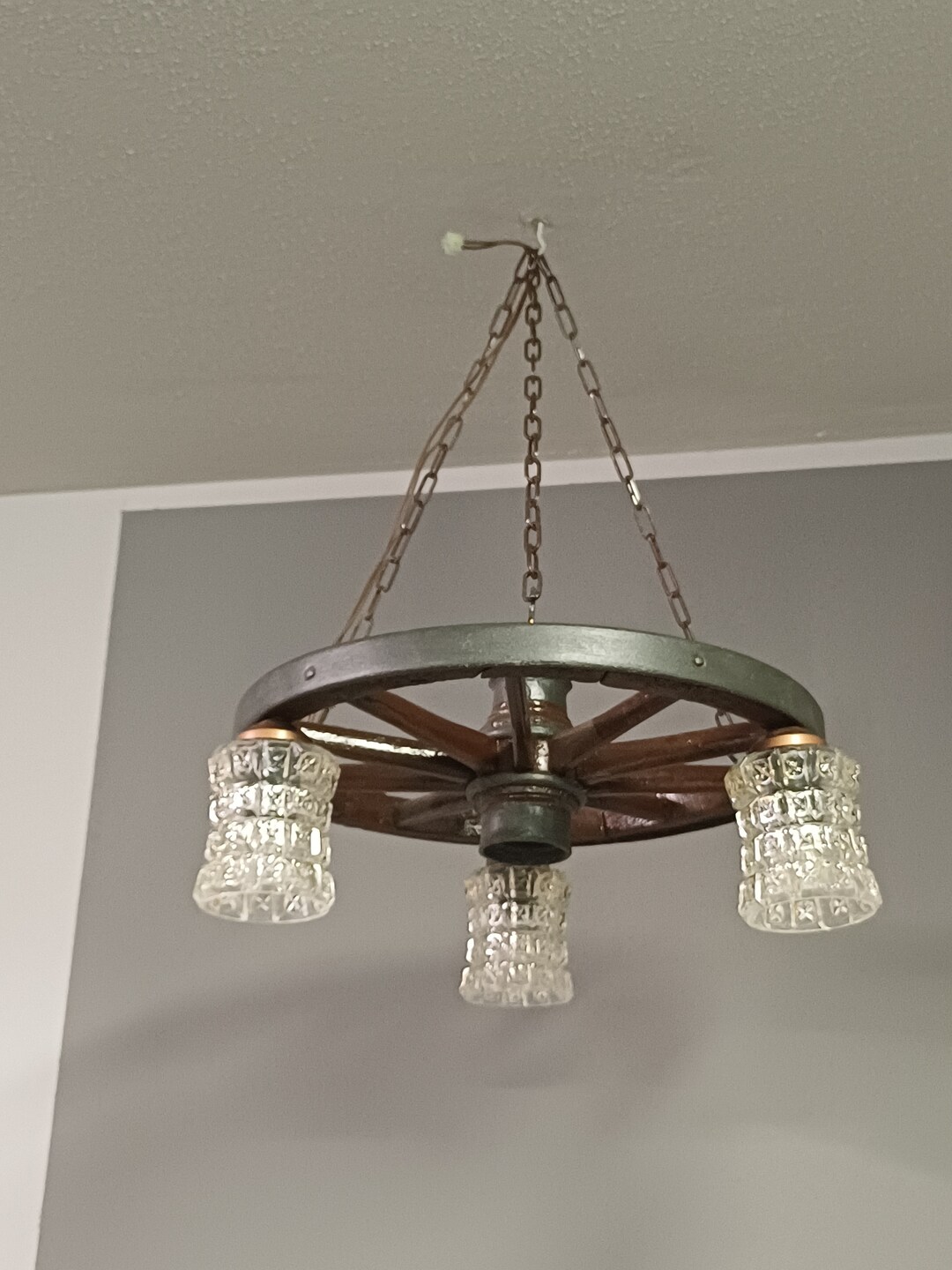 Handmade Pendant Lamp / Wooden Wheel Chandelier / Hayracks Style ...