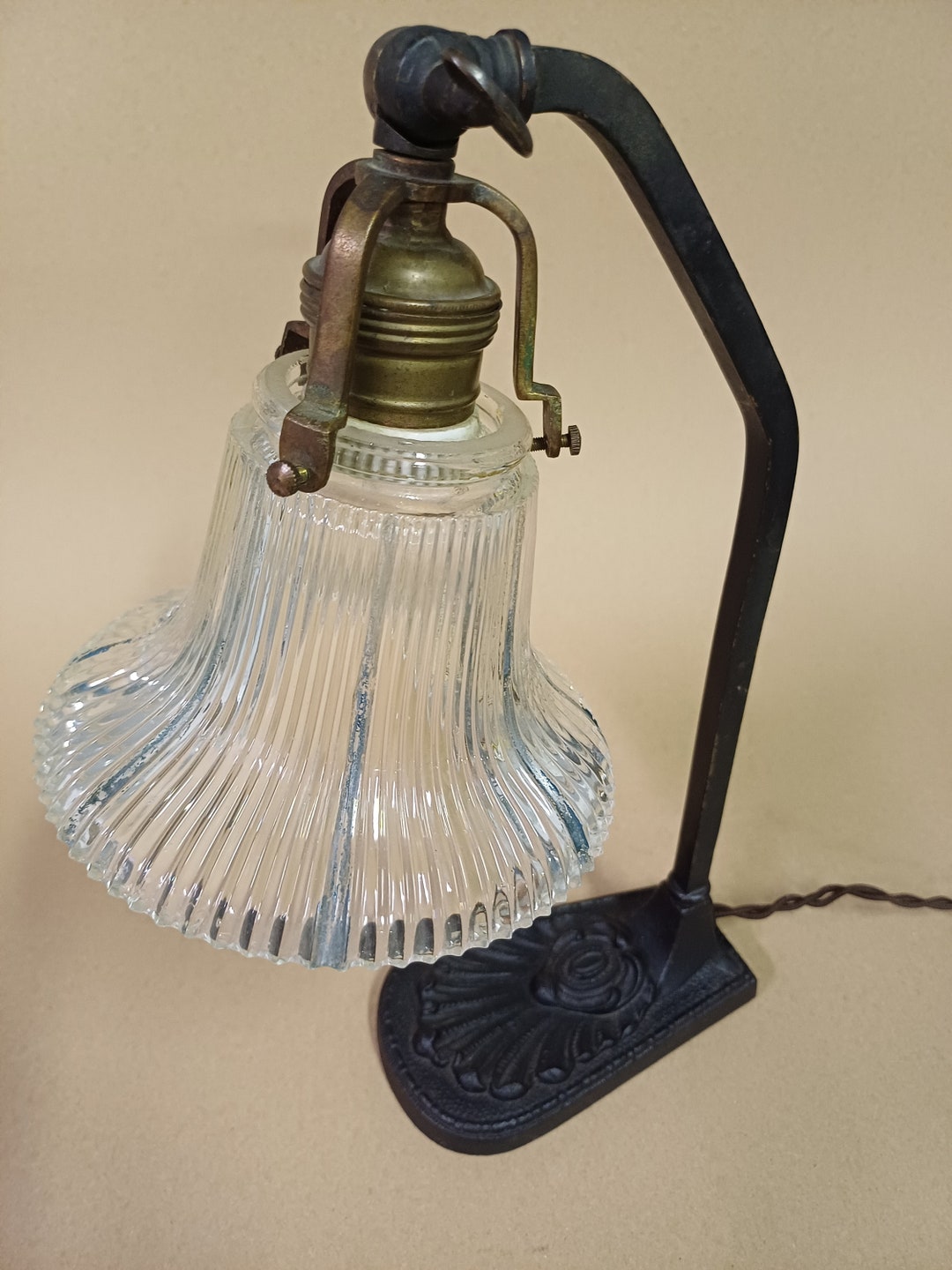 Glass Table Light / Metal and Glass Lamp / Bedroom Light / Wall ...