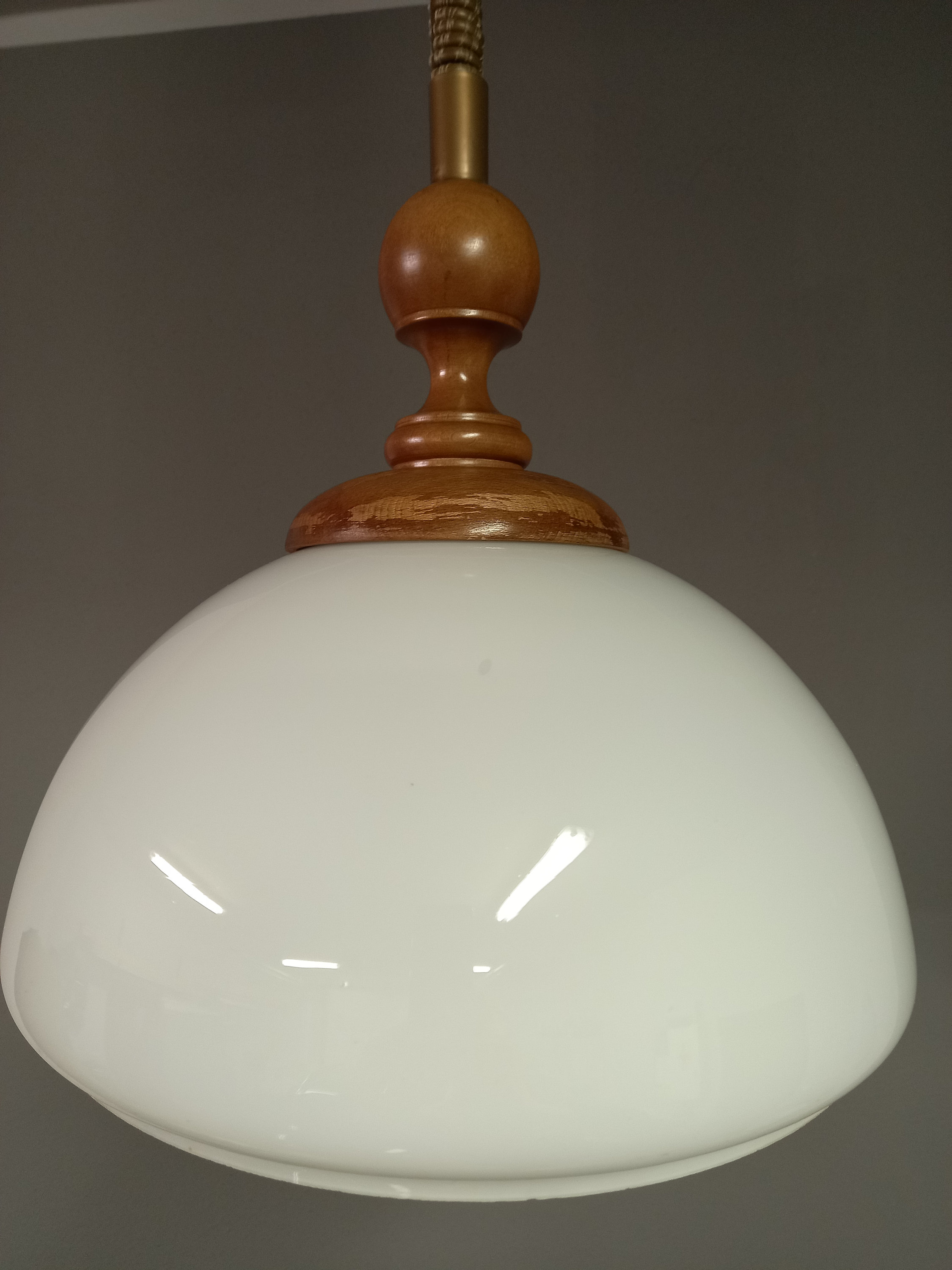 Vintage Pendant Light / Retro Glass Light Fixtures / White Ceiling Lamp ...