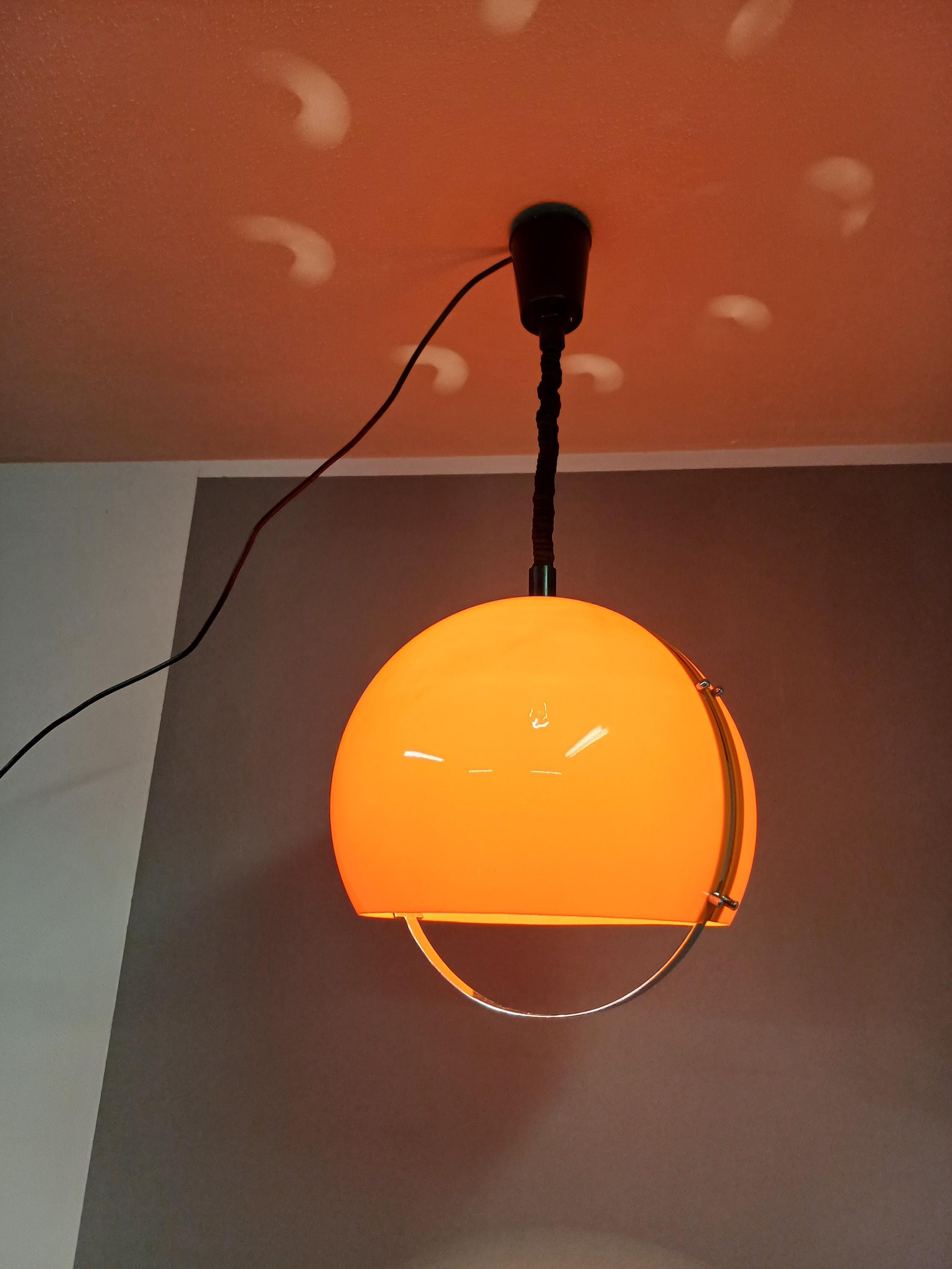 Retro Pendant Light / Orange Kitchen Light / Vintage Hanging Light ...