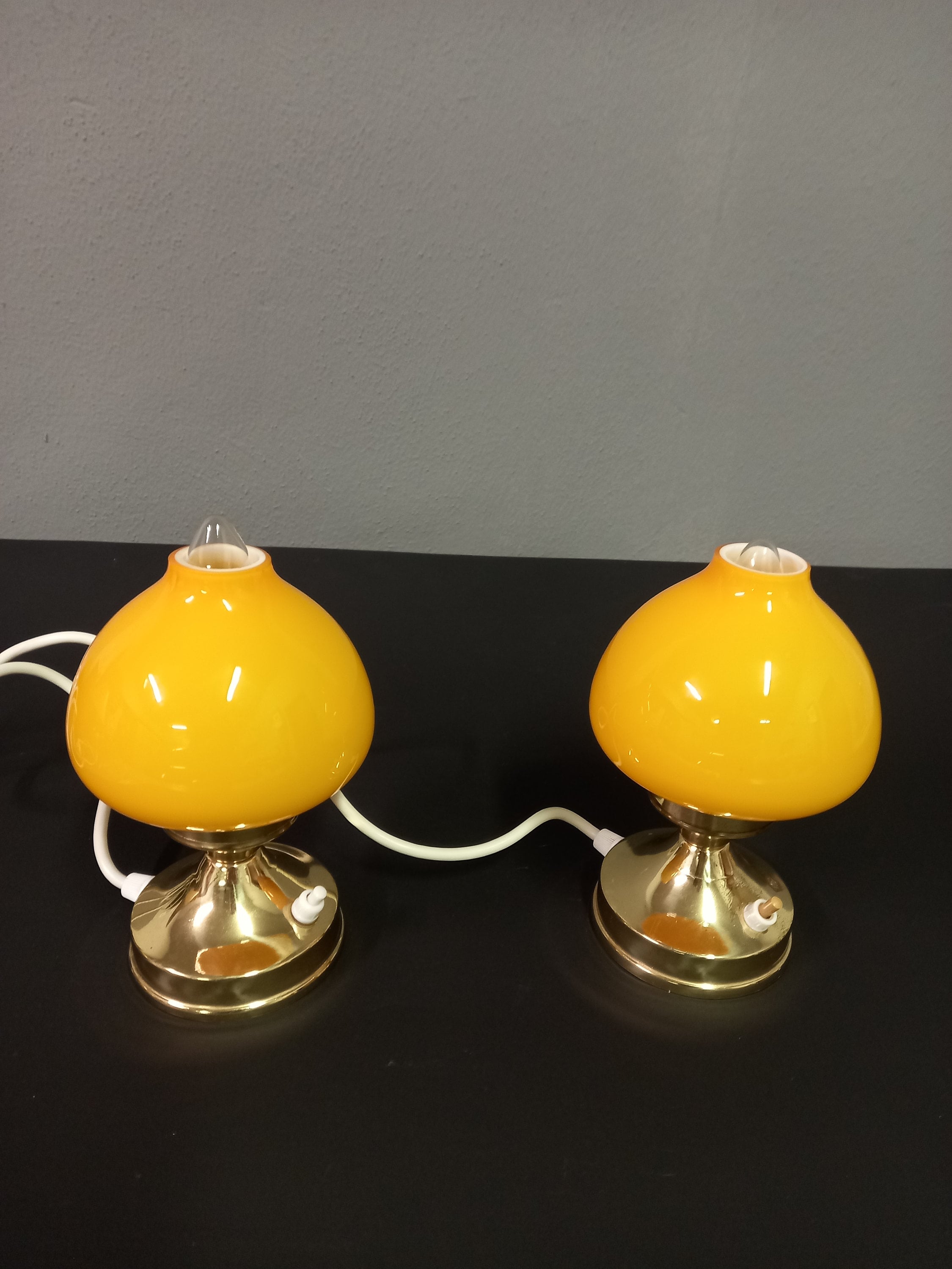 A Set of 2 Vintage Night Lights / Bedside Lamps / Yellow Night Lamps ...