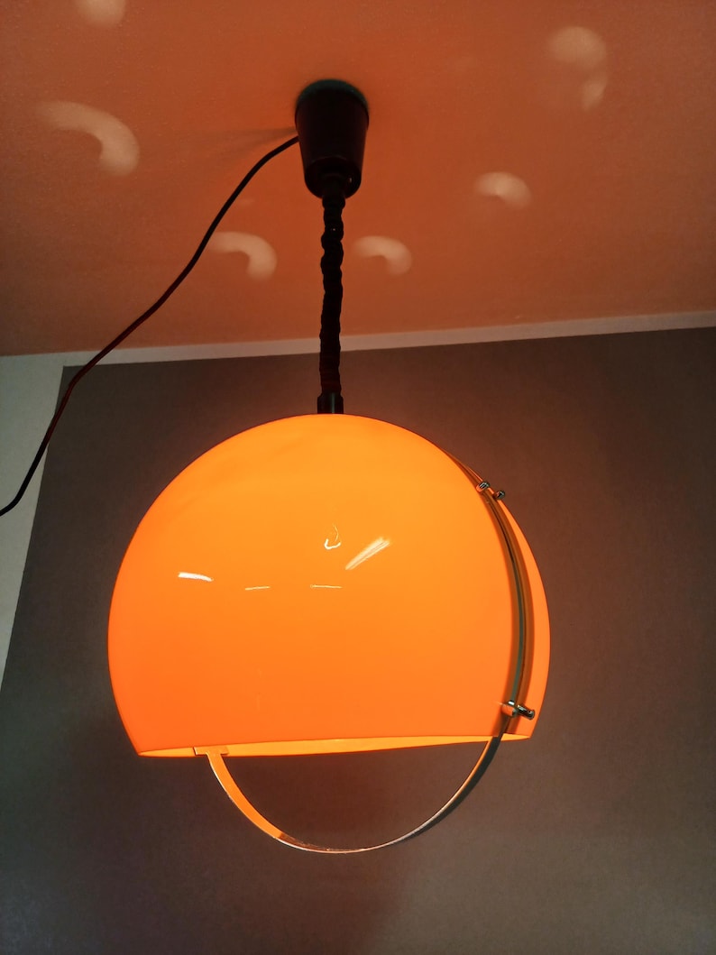 Retro Pendant Light / Orange Kitchen Light / Vintage Hanging Light ...