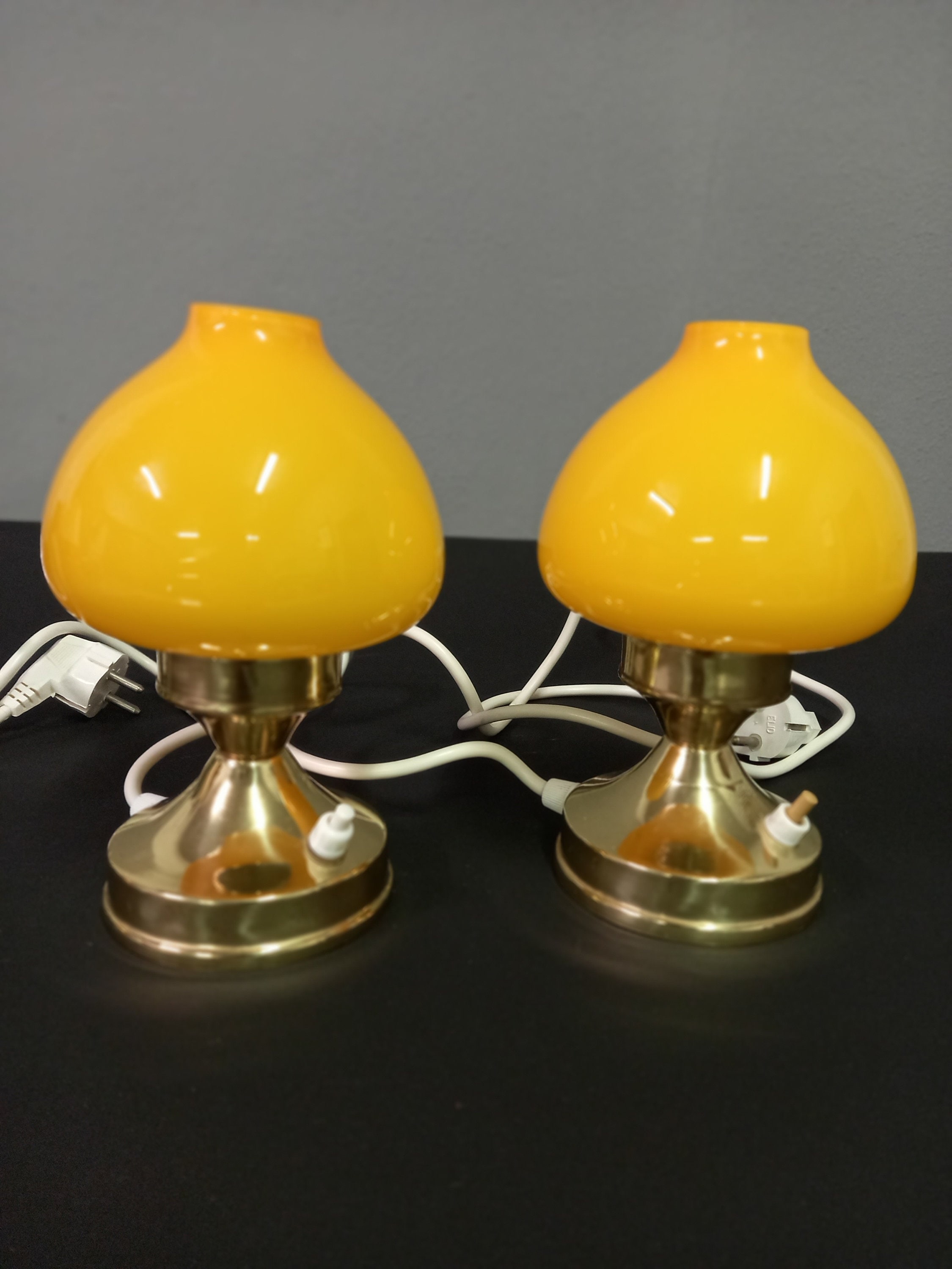 A Set of 2 Vintage Night Lights / Bedside Lamps / Yellow Night Lamps ...