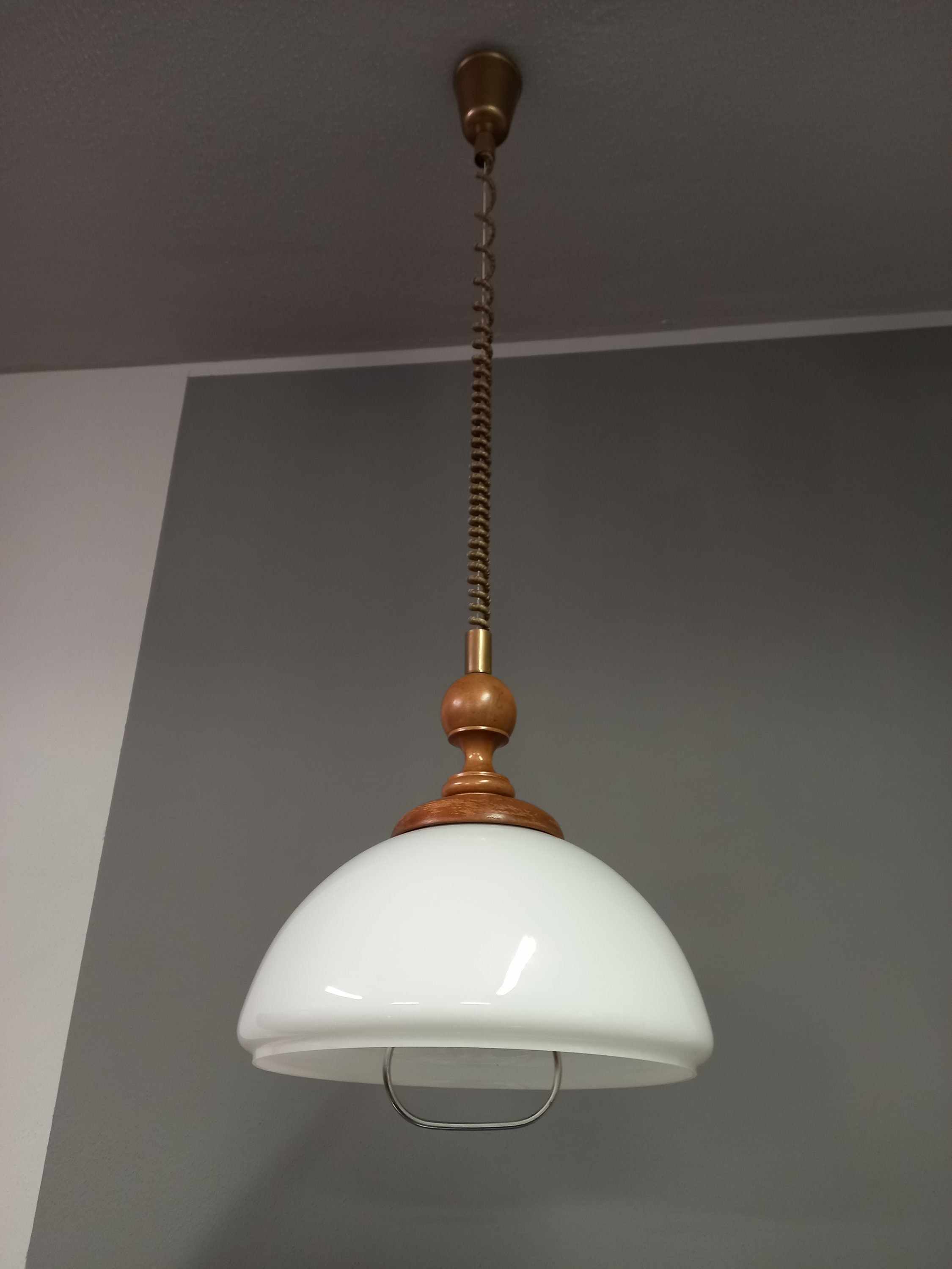 Vintage Pendant Light / Retro Glass Light Fixtures / White Ceiling Lamp ...