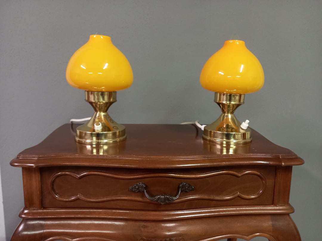 A Set of 2 Vintage Night Lights / Bedside Lamps / Yellow Night Lamps ...