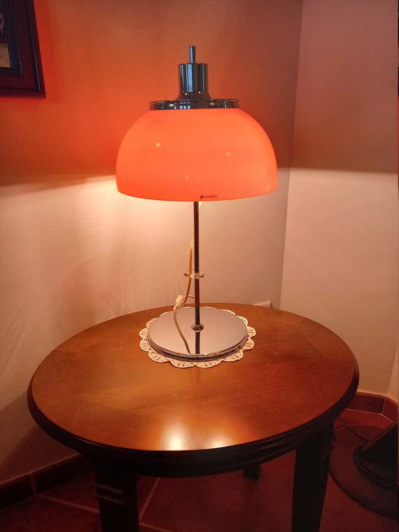 Mid Century Meblo Guzzini Orange Light / Vintage / Meblo Table | Etsy