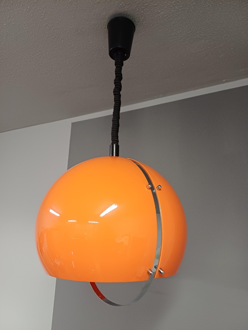 Retro Pendant Light / Orange Kitchen Light / Vintage Hanging Light ...