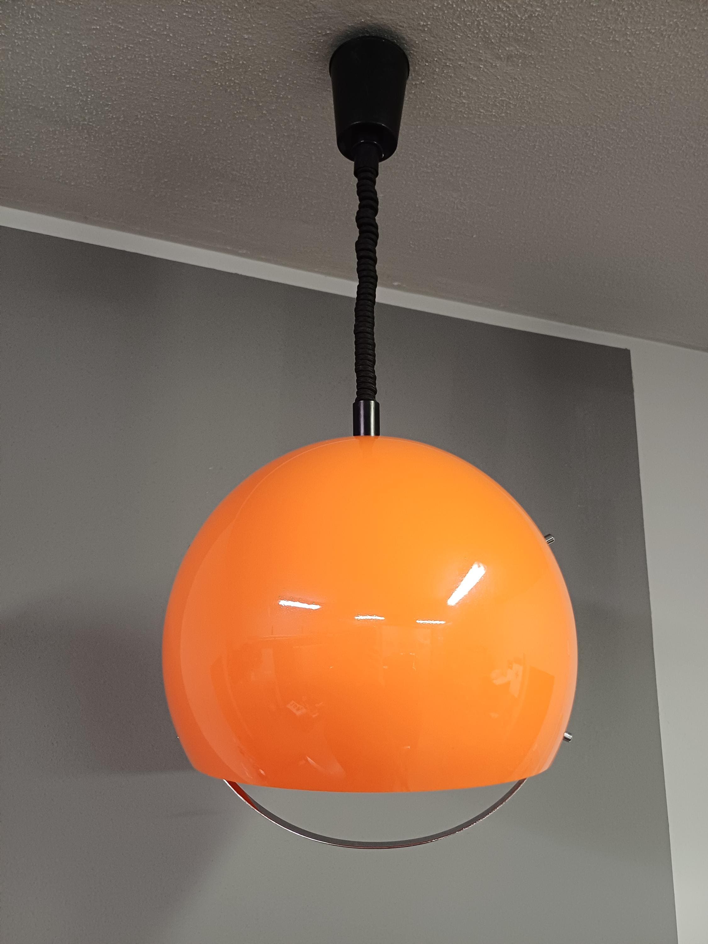 Retro Pendant Light / Orange Kitchen Light / Vintage Hanging Light ...