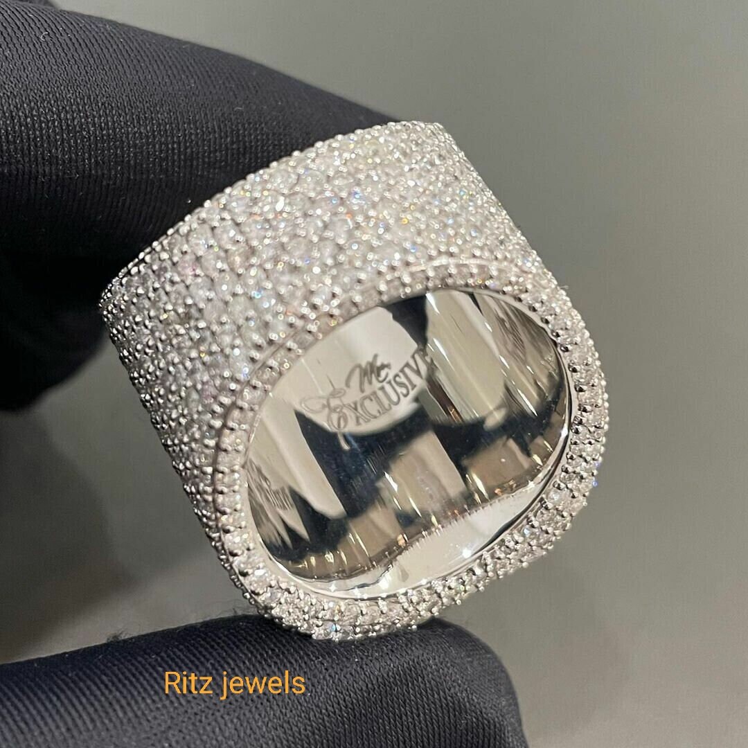 5.00ct Letter Iced Out Ring, VVS Moissanite Diamond Ring, 925 Silver ...