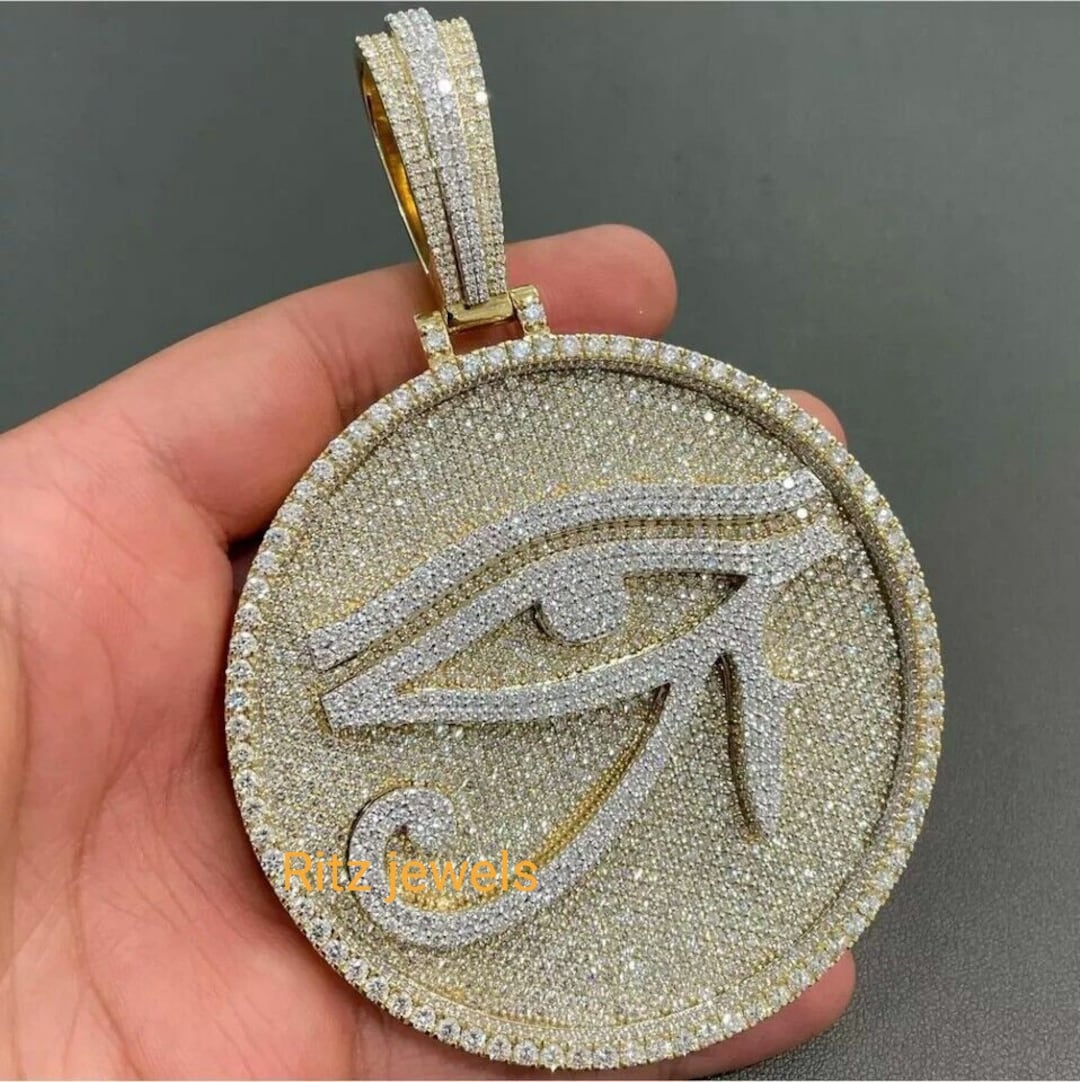 Moissanite Eye of Ra Pendant, 925 Sterling Silver, Hip Hop Jewelry - Etsy