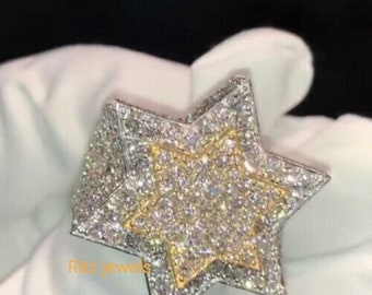 5.00ct Letter Iced Out Ring, VVS Moissanite Diamond Ring, 925 Silver ...