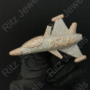 Iced Out Moissanite Fighter Jet Pendant, Hip Hop Airplane Necklace - Etsy