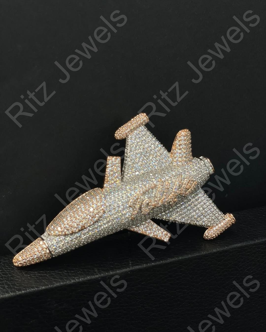 Iced Out Moissanite Fighter Jet Pendant, Hip Hop Airplane Necklace - Etsy