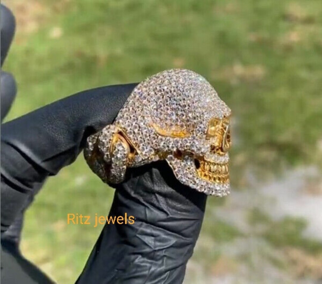 1.80ct Letter Iced Out Ring, VVS Moissanite Diamond Ring, 925 Silver ...