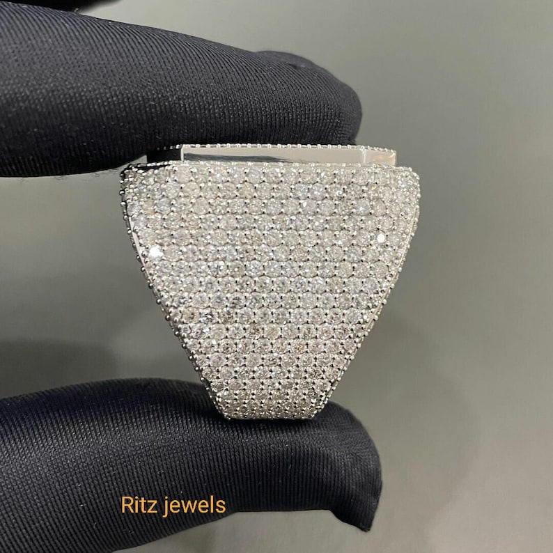 5.00ct Letter Iced Out Ring, VVS Moissanite Diamond Ring, 925 Silver ...