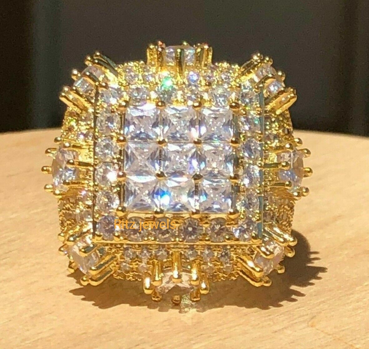 3.20ct Cross Iced Out Ring, VVS Moissanite Diamond Ring, 925 Silver ...