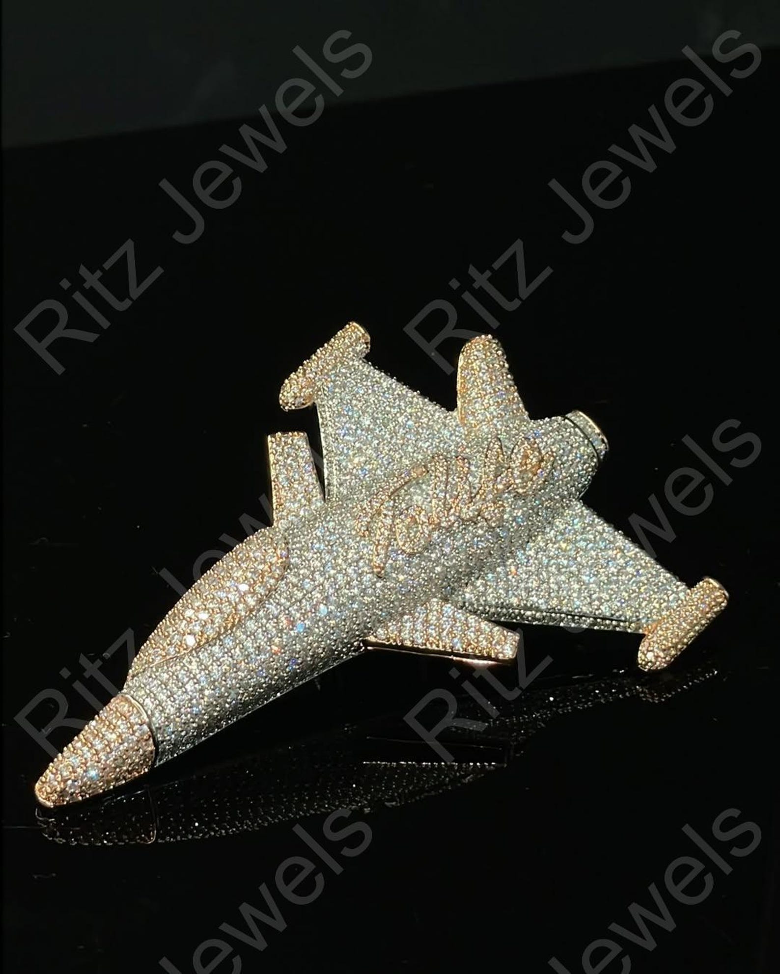Iced Out Moissanite Fighter Jet Pendant, Hip Hop Airplane Necklace - Etsy