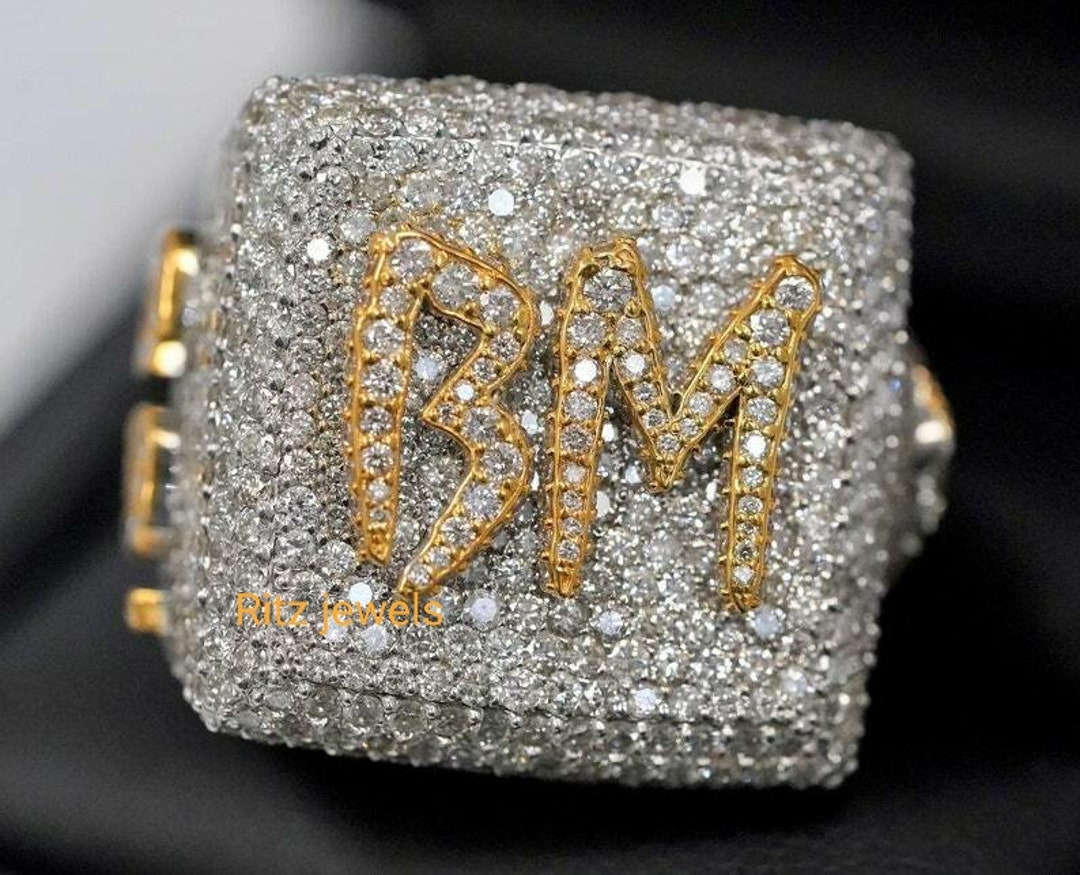 4.00ct Mens Iced Out Ring, VVS Moissanite Diamond Ring, 925 Silver ...