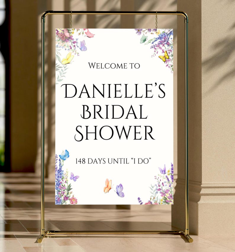 Editable Flower Butterfly Welcome Sign Template, Printable Welcome Sign ...