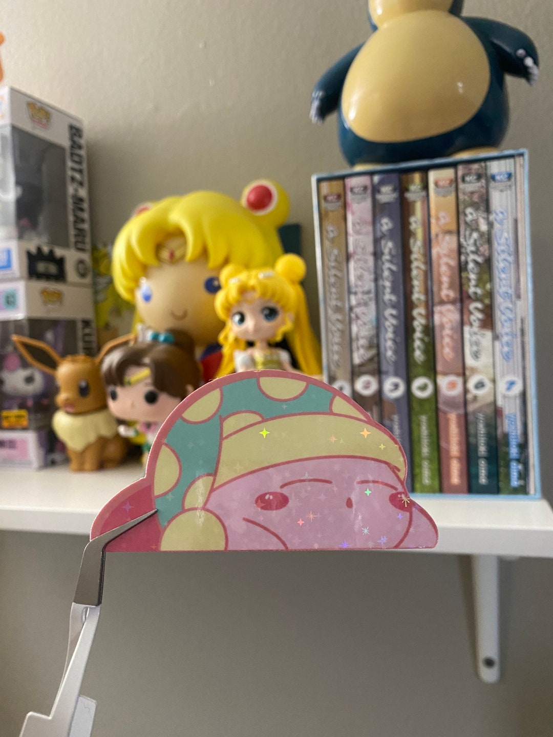 Sleepy Kirby Peeker | Glitter Stars Vinyl Sticker | Kawaii Peeker ...