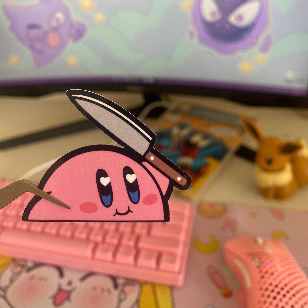 Kirby Mini Peekers | Vinyl Sticker | Cute Peeker | Stationary Gifts - Etsy