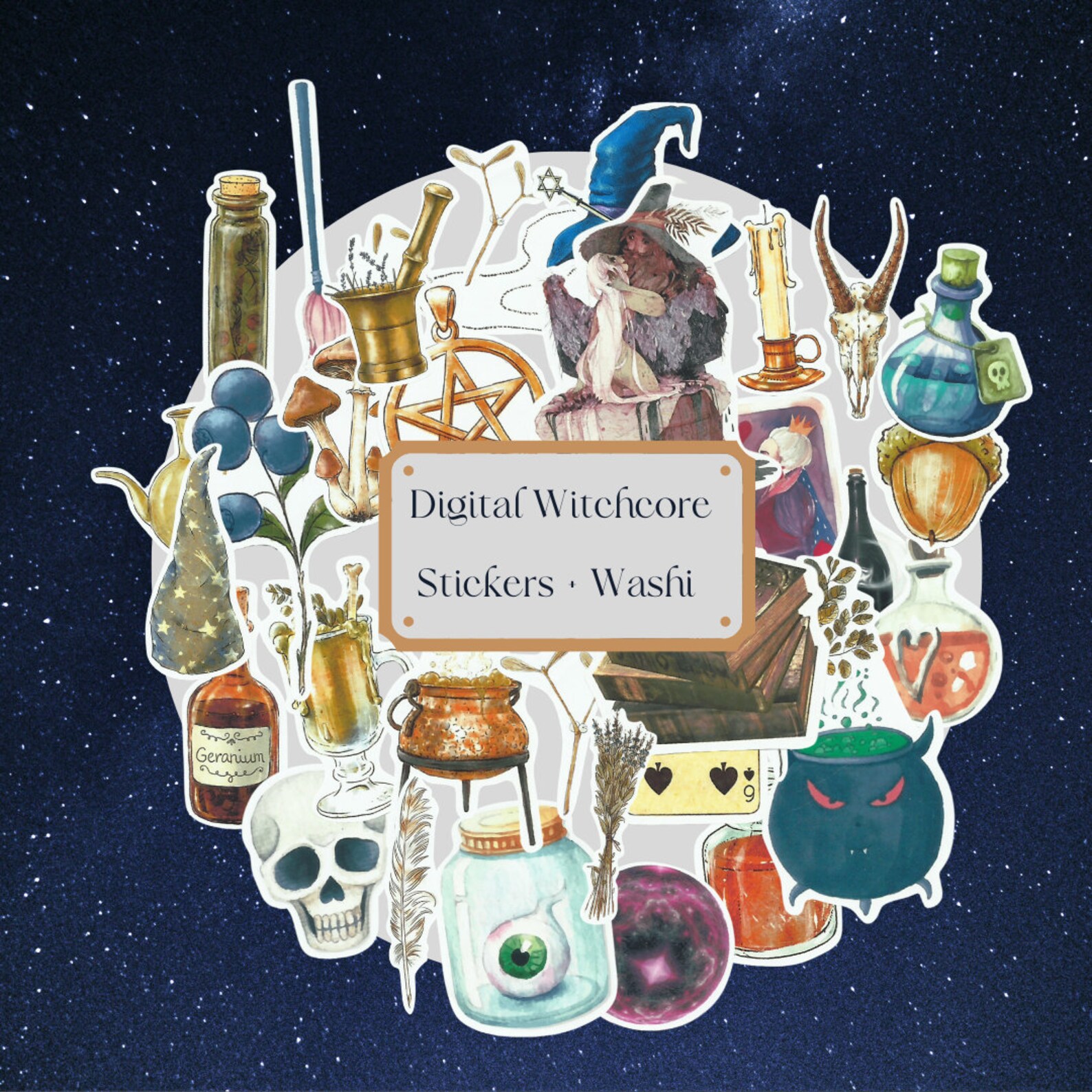 Printable Witch Stickers Witchy Stickers Witchcore Stickers - Etsy