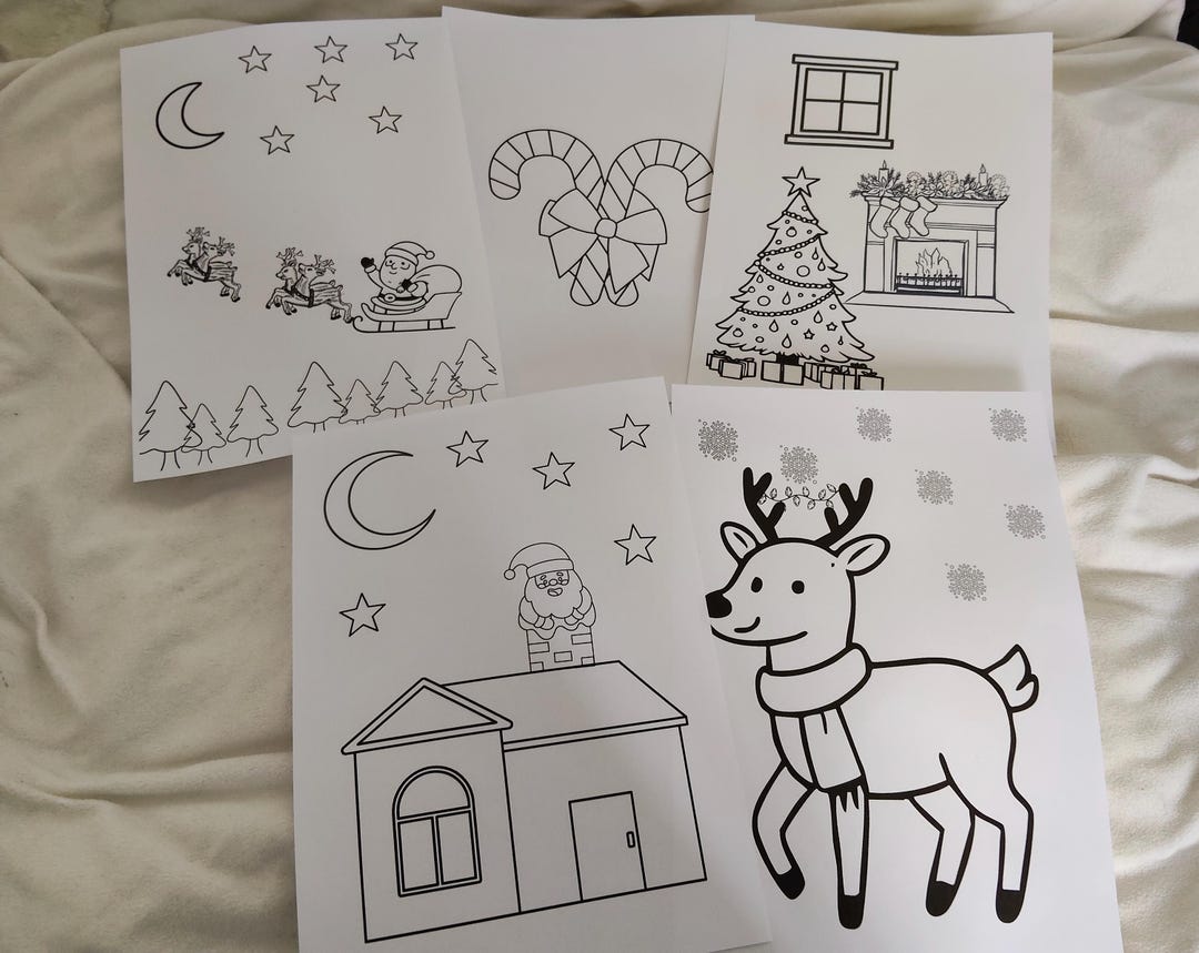 Kids Christmas Colouring Pages PDF Printable Pages - Etsy