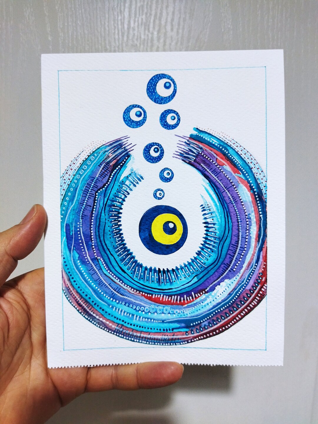 Evil Eye Bead, Original Painting, Evil Eye Talisman, Amulet Painting ...