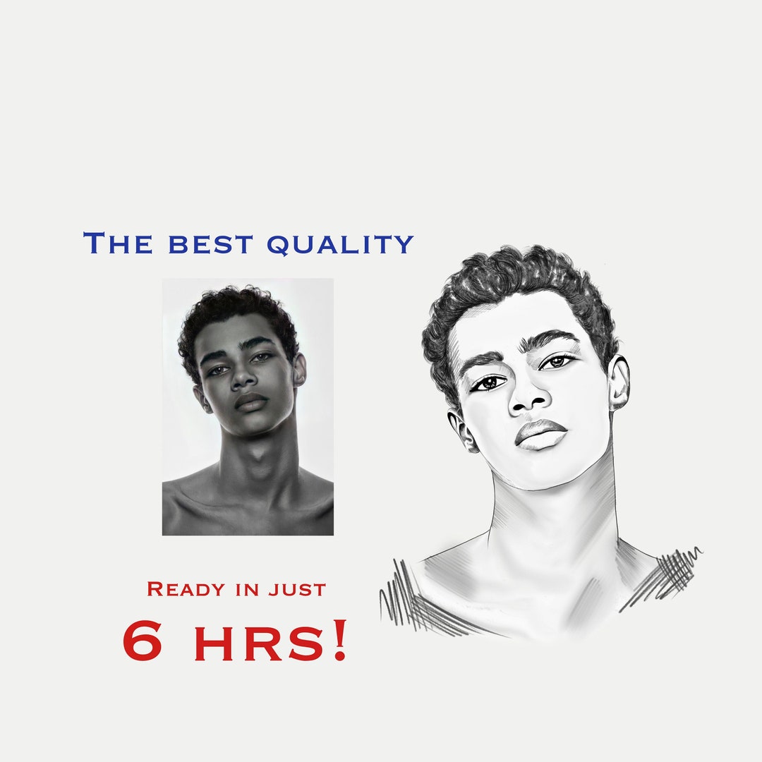 Digital Portrait Sketch Drawing Boyfriend Portrait Drawing - Etsy