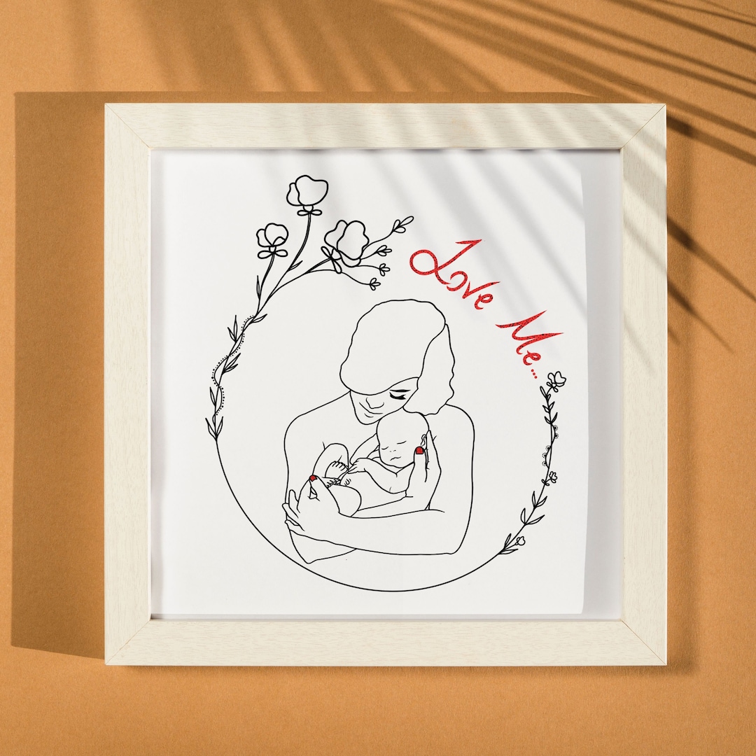 Motherhood Line Art Baby Mother One Line Drawing Printable - Etsy