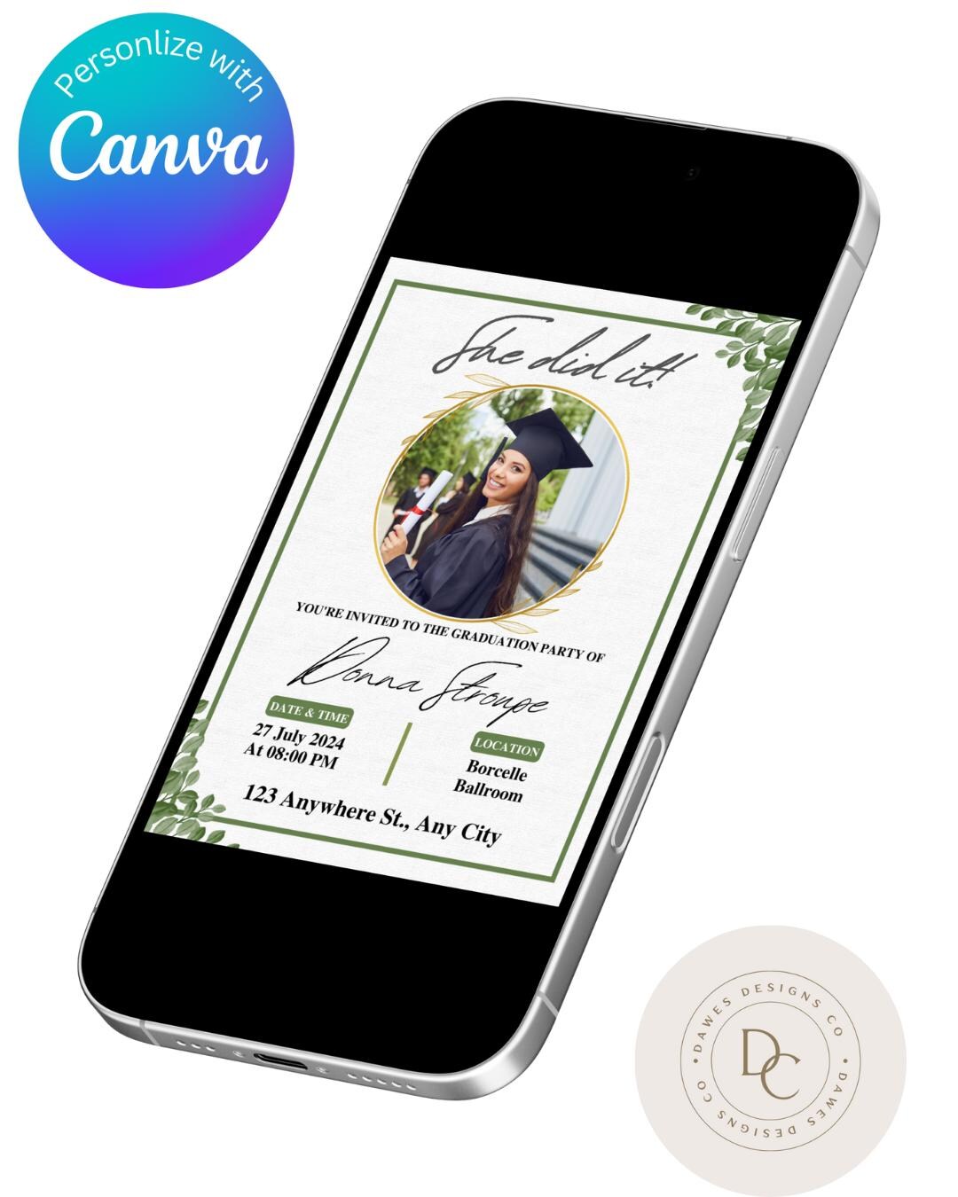 Graduation Invitation Printable & Printed | She Did It! Celebrate Her ...