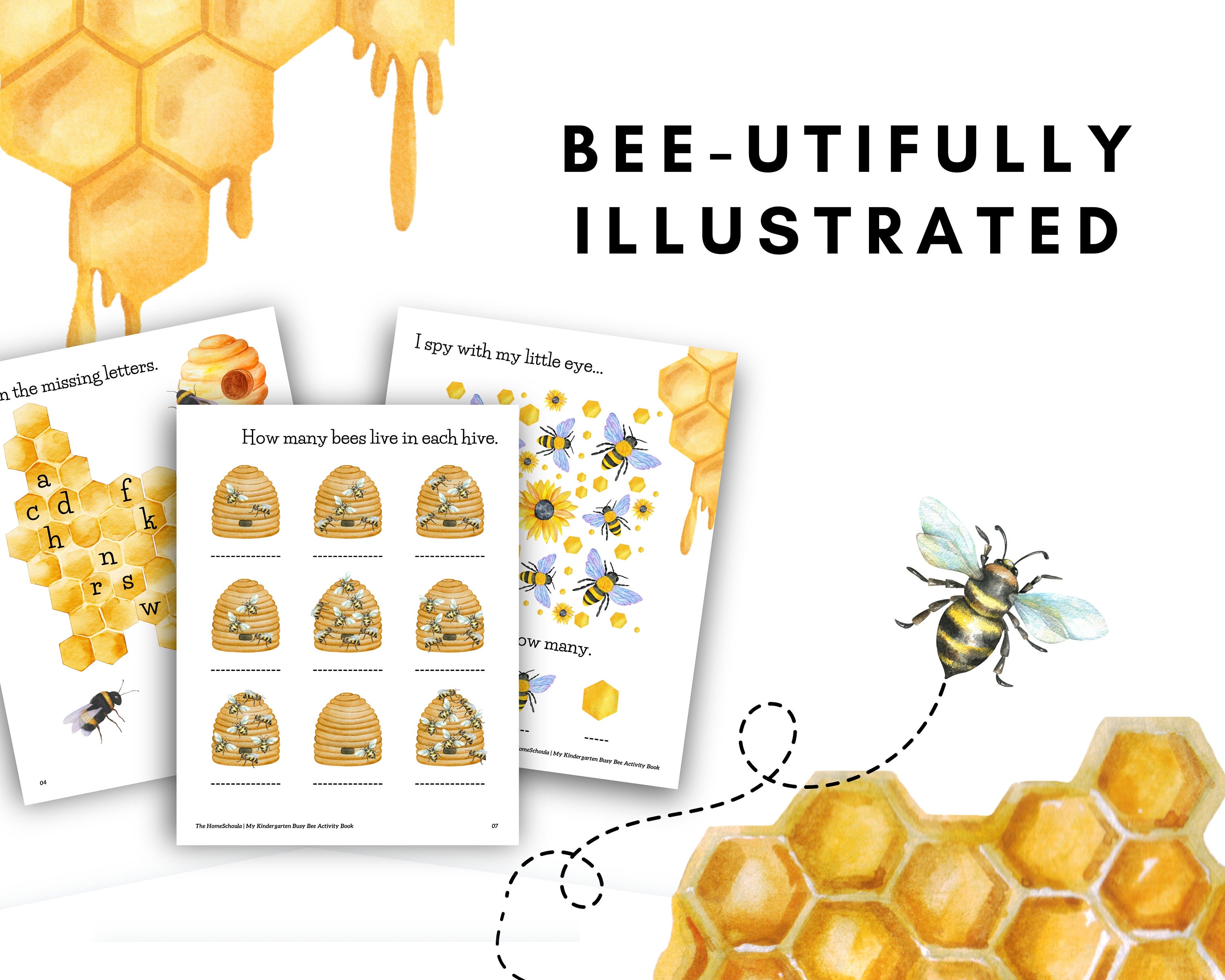 Elementary School Worksheets, Kindergarten Homeschool, Bee Themed ...