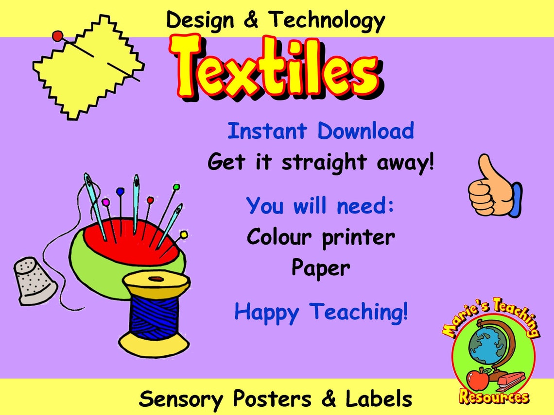 Fabrics Properties Posters, Sorting Activity Labels, Design Technology ...
