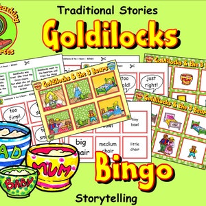 Goldilocks & the Three Bears Bingo Game, Literacy Traditional Stories ...