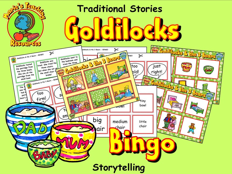 Goldilocks & the Three Bears Bingo Game, Literacy Traditional Stories ...
