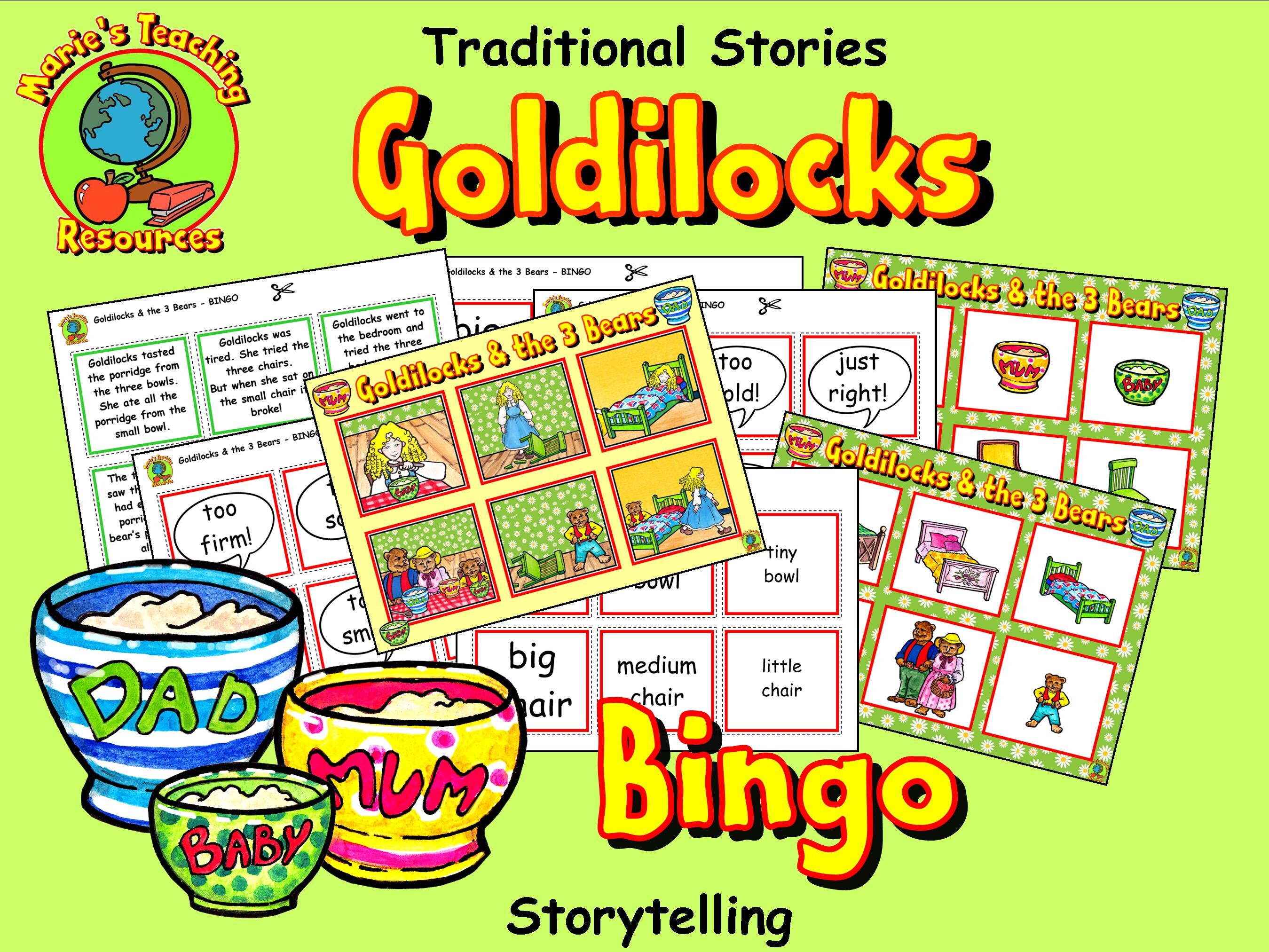 Goldilocks & the Three Bears Game, Matching Story Sequence, Literacy ...
