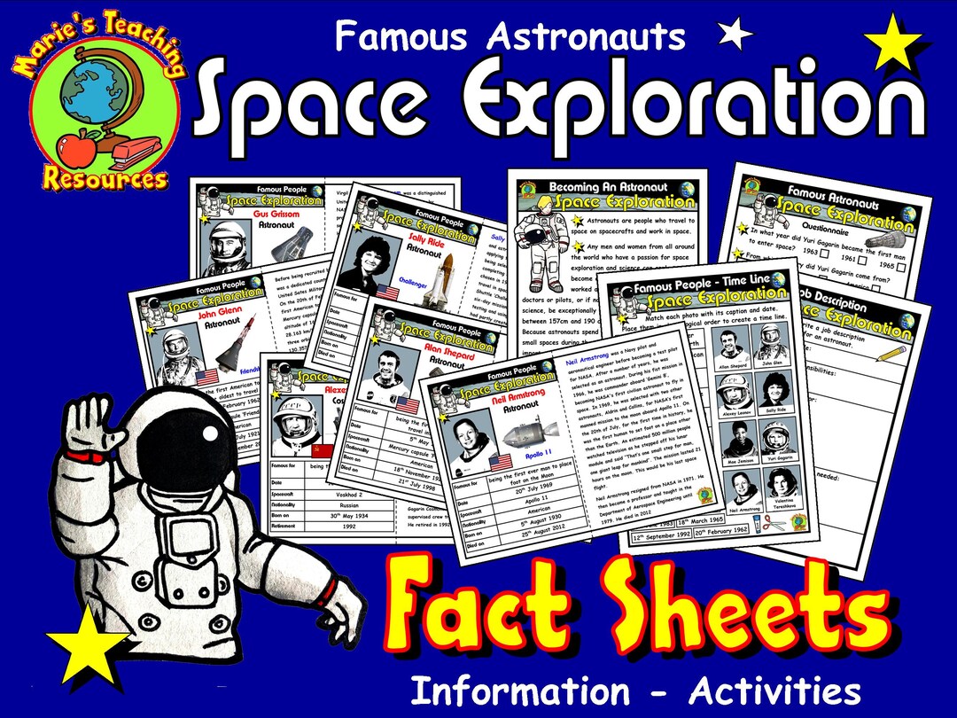 Famous Astronauts Fact Sheets, Famous People Space Exploration Visual ...