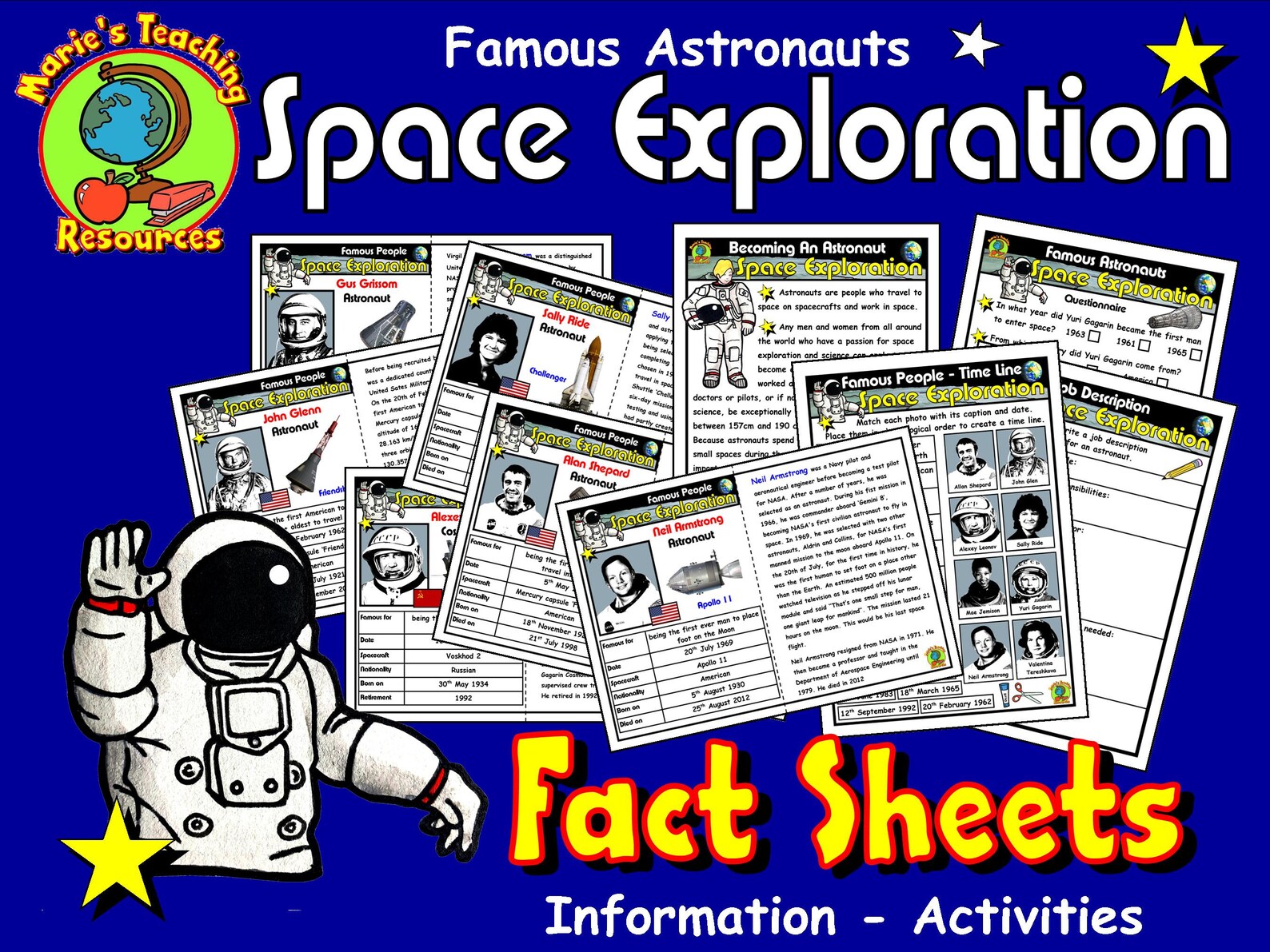 Space Astronauts Fact Sheets, Being an Astronaut Worksheets, History ...