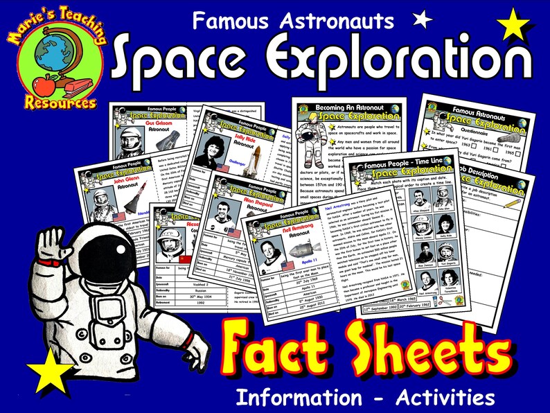 Famous Astronauts Fact Sheets, Famous People Space Exploration Visual ...