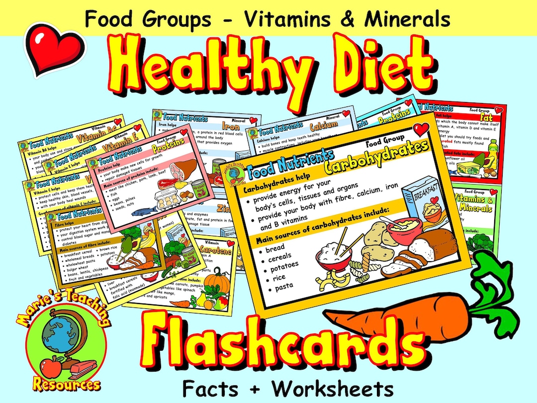 Balanced Diet Flashcards, Healthy Food, Food Groups, Science Keeping ...