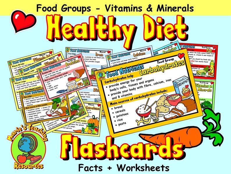 Balanced Diet Flashcards, Healthy Food, Food Groups, Science Keeping ...