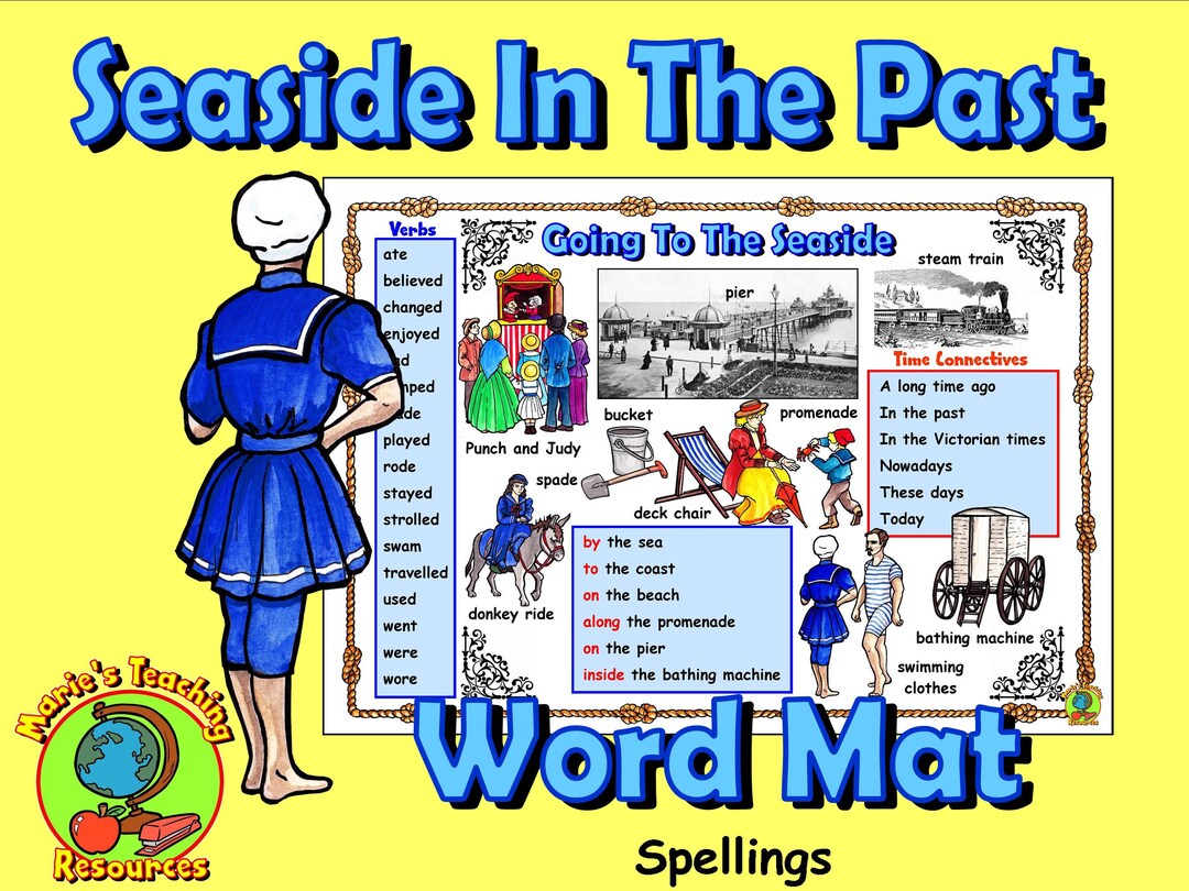 Going to the Seaside Word Mat, Seaside Literacy Writing Prompts ...