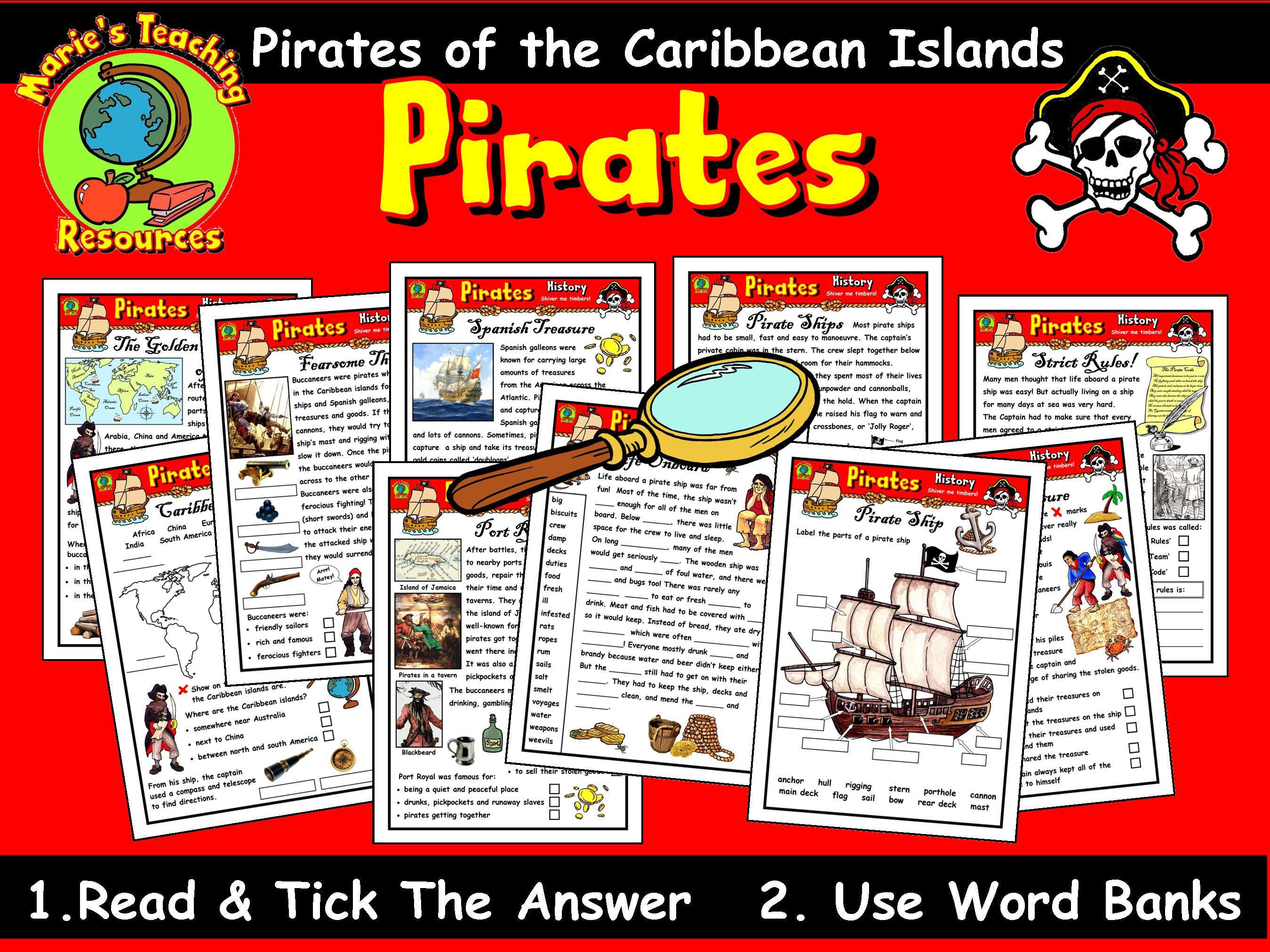 Pirates Worksheets, Reading Comprehension Activities, History Pirates ...